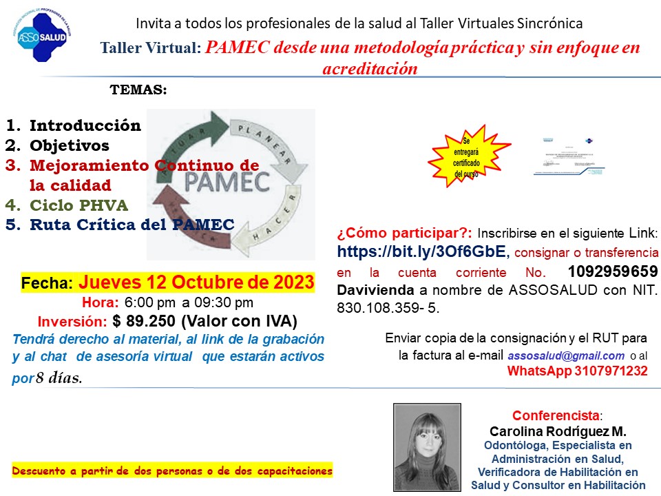 Taller Virtual: PAMEC desde una metodología práctica y sin enfoque en ...